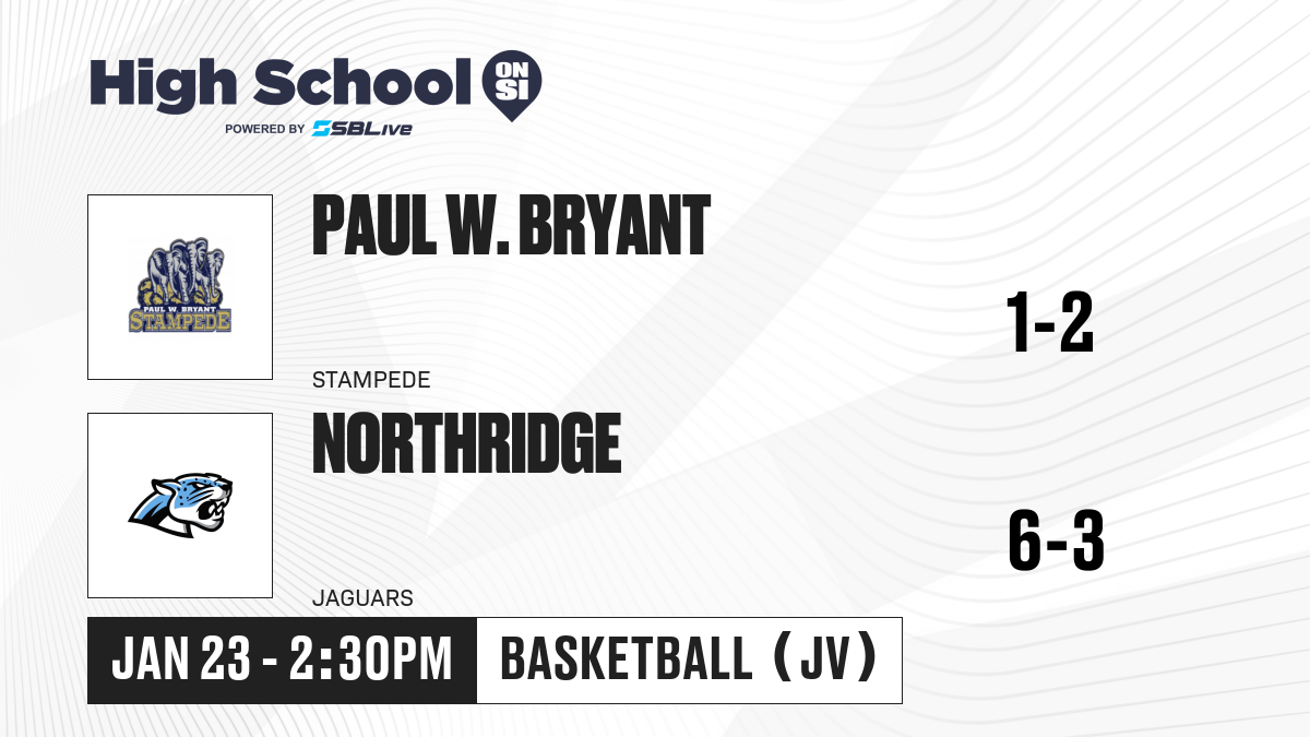 Paul W. Bryant vs Northridge JV Boys Basketball - Jan 23, 2026 - High ...